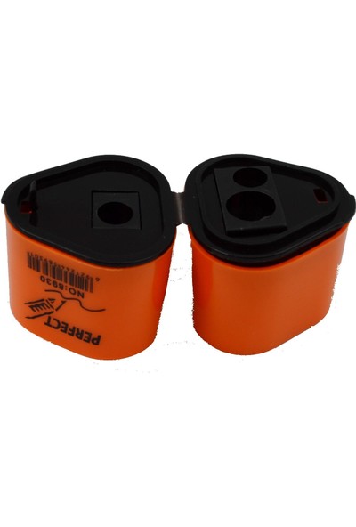 Perfect Kapaklı Çöp Hazneli 3 Bıçaklı Üçgen Kalemtıraş 8930- Turuncu