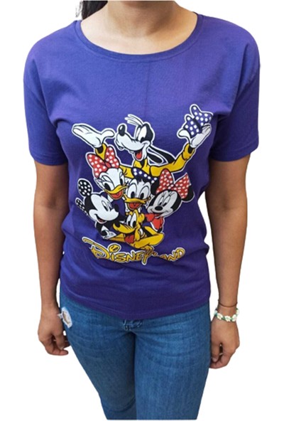 Gigi Giyim Mor Baskılı Tişört