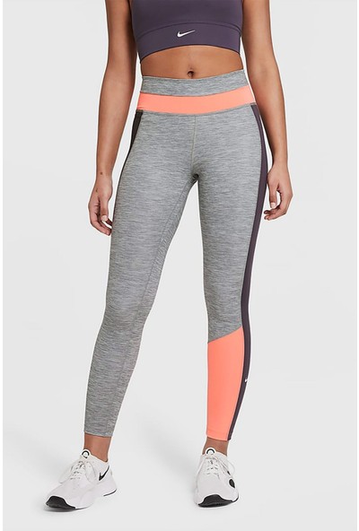 Nike One 7/8 Colour-Block Heathered Gri Kadın Tayt Nike One 7/8 Colour-Block Heathered Gri Kadın Tayt