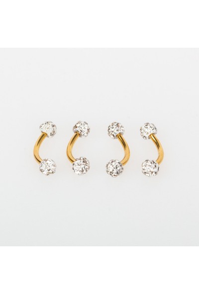 Ey Fashion 316L Cerrahi Çelik Zirkon Taşlı Beyaz Şambala Mumsuz Piercing Kaş