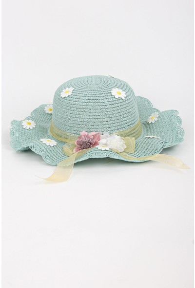 Tomurcuk Kız Bebek Hasır Şapka Şapka 1-3 Yaş (48-50)