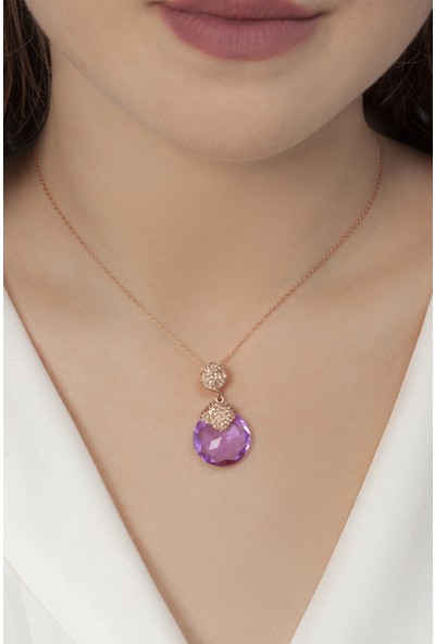 Yüzük Ustası Yuvarlak Taşlı Gümüş Kolye