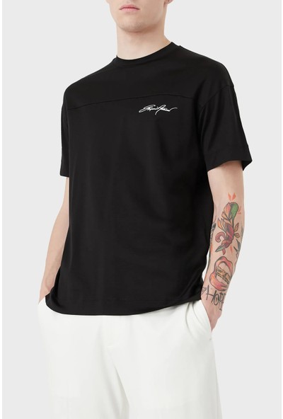 Emporio Armani Logolu Regular Fit Bisiklet Yaka Pamuklu T Shirt Erkek T Shirt 3L1TFW 1juvz 0999