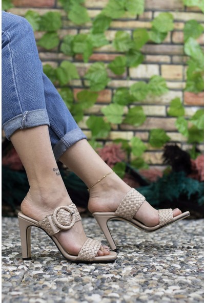 Riccon Altın Sarısı Kadın Yüksek Topuklu Terlik 0012902