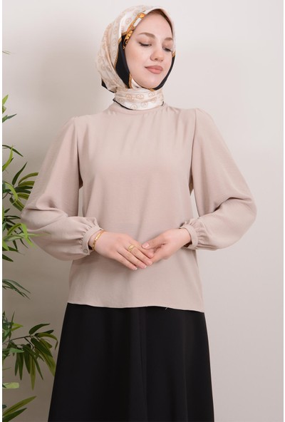 Koçin Butik Ayrobin Kısa Bluz -Bej