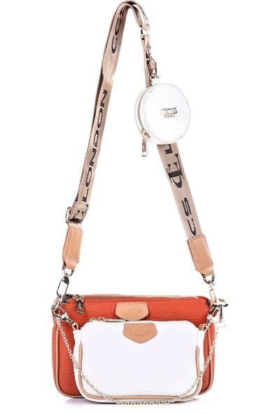 Ççs London Kadın Omuz Askılı Çapraz Çanta Orange-Bej 10025
