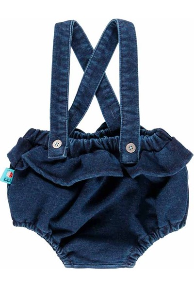Kız Bebek Şortlu Salopet Mavi