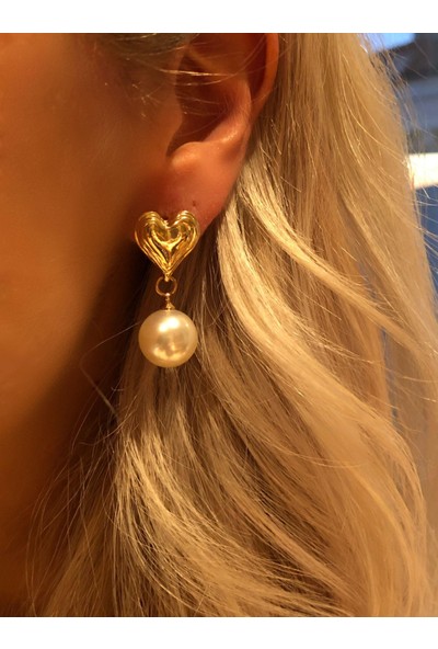 Rossetto Shoes Rs Sry Altın Kaplama Inci Kalp Küpe