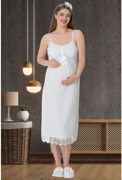 Mecit Pijama Mecit 1526 Ekru Askılı Hamile Lohusa Gecelik Mecit Pijama Mecit 1526 Ekru Askılı Hamile Lohusa Gecelik