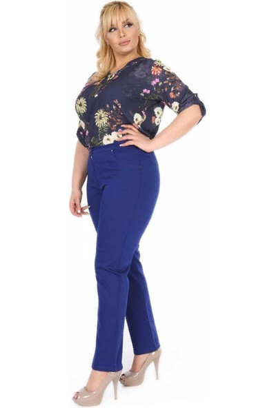 Haimoda Kadın Pantolon Büyük Beden Boru Paça Koton Kumaş