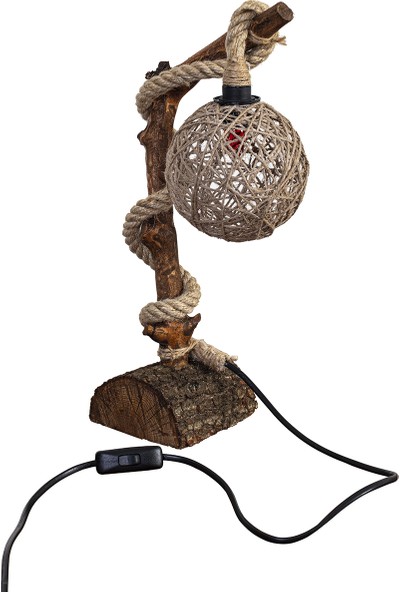 Dekossi Doğal Ahşap Ceviz Renk Masaüstü Lambader