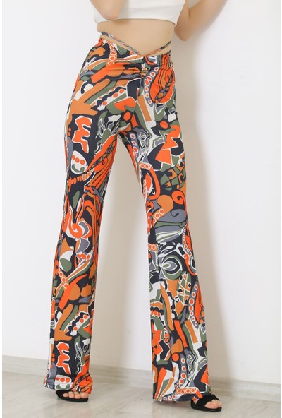 Aygi Digital Ispanyol Paça Pantolon Turuncusiyah Aygi Digital Ispanyol Paça Pantolon Turuncusiyah