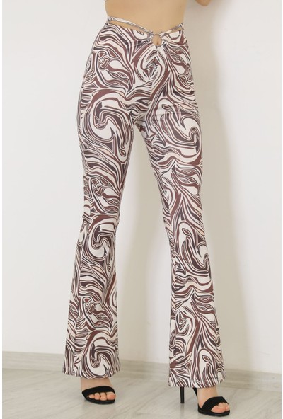 Halka Detaylı Tayt Beyazkahve Halka Detaylı Tayt Beyazkahve