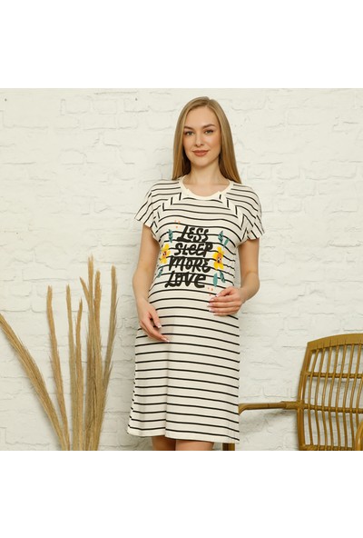 Baby Mom Emzirme Özellikli Hamile Gecelik