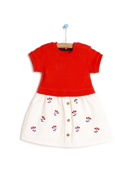Hello Baby Flowers Gabardin Nakışlı Kız Bebek Elbise Hello Baby Flowers Gabardin Nakışlı Kız Bebek Elbise