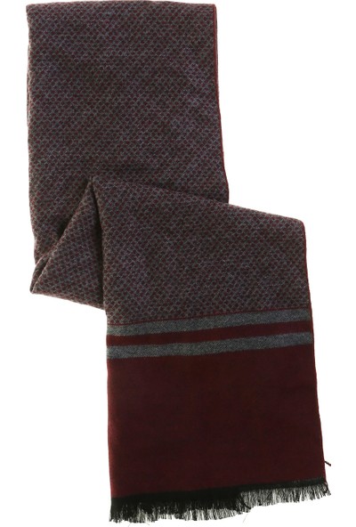 Fabrika Desenli Bordo Erkek Atkı