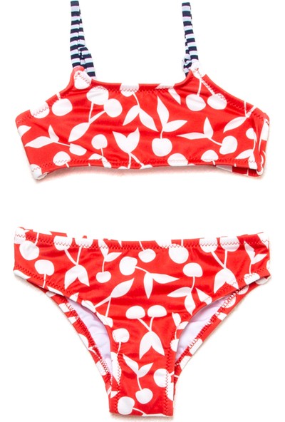 Funky Rocks Kırmızı U Yaka Standart FitKız Çocuk Bikini Takım