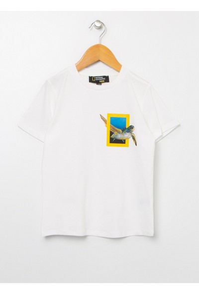 National Geographic Caretta Tsh Ekru Bisiklet Yaka Standart Fit Erkek Çocuk T-Shirt