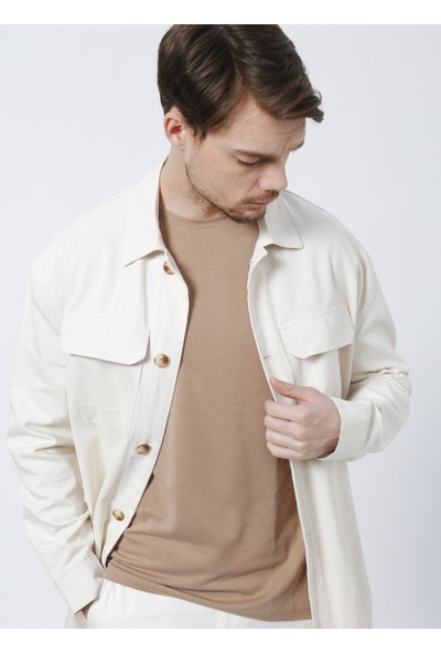 Fabrika Thor Oversize Düz Bej Erkek Ceket
