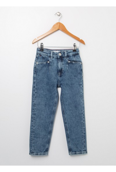 Tommy Hilfiger KG0KG065661A4 Normal Bel Düz Mavi Kız Çocuk Denim Pantolon Tommy Hilfiger KG0KG065661A4 Normal Bel Düz Mavi Kız Çocuk Denim Pantolon