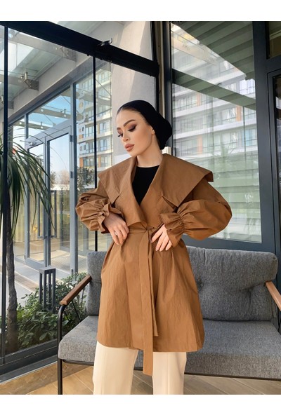 Gizay Önlük Yaka Volan Kol Trenç 2417 Gizay Önlük Yaka Volan Kol Trenç 2417