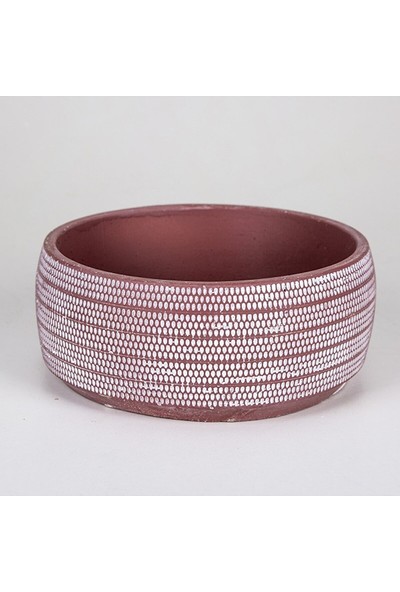 Bernardeschi Damla Şerit Desen Aranjman Bordo Beton Saksı 23x10 Cm
