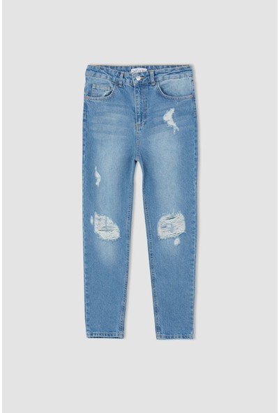 Lina Yıkamalı Mom Fit Yüksek Bel Jean PANTOLON Y0076AZ22SM