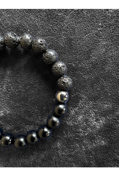 Piraye Doğal Taş Lav Taşı Bileklik