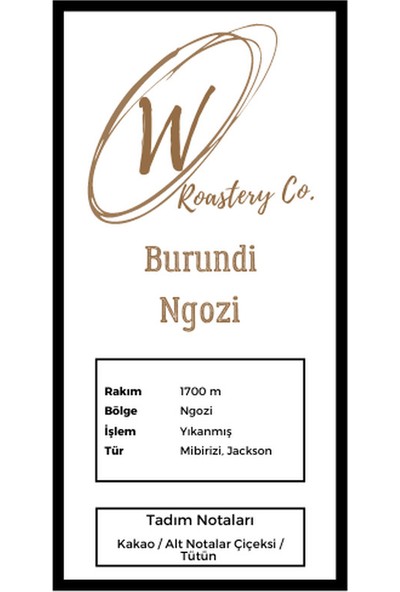 W Roastery Co. Burundi Ngozi Filtre Kahve 1 kg