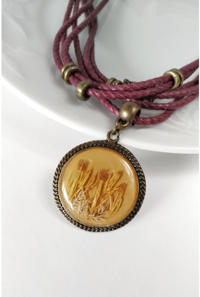 Özel Tasarım El Yapımı Gerçek Çiçekli Epoksi Choker Kolye