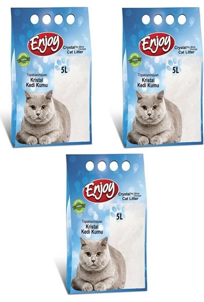 Enjoy Sılıca Kedi Kumu 5 Lt 3 Adet