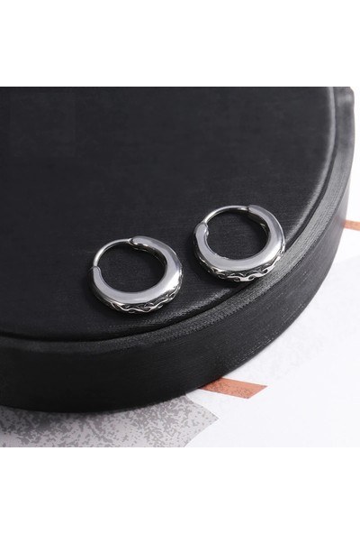 NorthShore Vintage Antika Tasarım Halka Geçirmeli 316L Erkek Çelik Küpe (Çift)