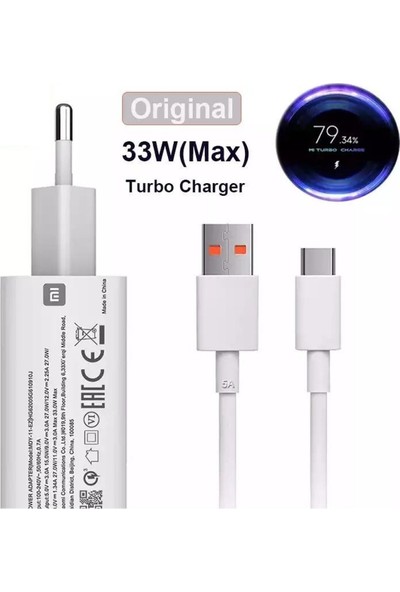 MI Xiaomi Orjinal 33 Watt Hızlı Şarj Aleti Seti Xiaomi 33W Mdy 11 Ez Note 8 ve Sonrası
