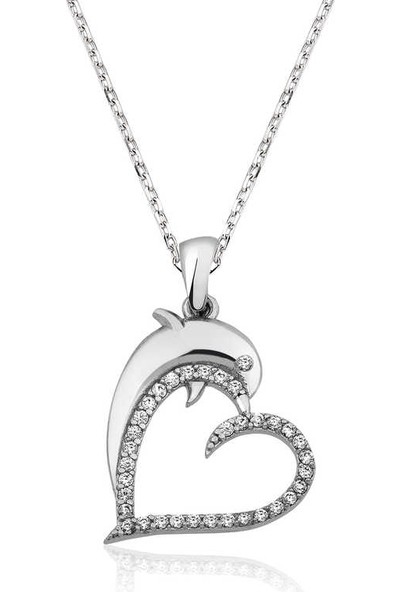 Noctis Gümüş Kalpli Yunus Balığı Kadın Kolye Noctis Gümüş Kalpli Yunus Balığı Kadın Kolye