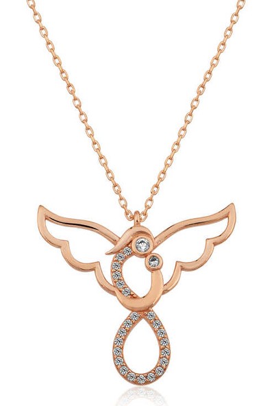 Noctis Gümüş Melek Anne ve Çocuk Kadın Kolye