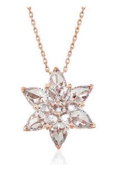 Noctis Gümüş Beyaz Lotus Çiçeği Kolye