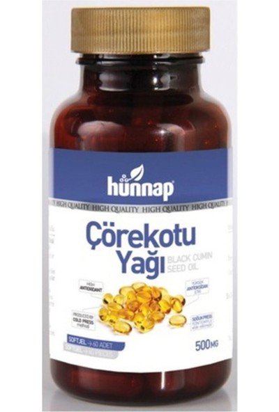 Hünnap Çörekotu Yağı 500 Mg 60'lı Kapsül