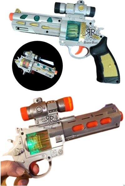 Roseroi Sesli Lazer Işıklı Oyuncak Tabanca