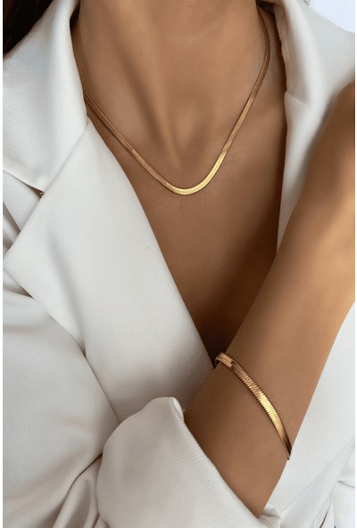 Takı Vadisi Hasır Altın Kaplama Çelik Kararmaz Kadın Bileklik Takı Vadisi Hasır Altın Kaplama Çelik Kararmaz Kadın Bileklik