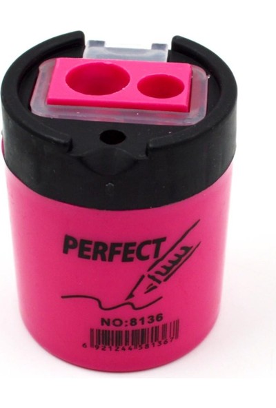Perfect Kapaklı Çöp Hazneli Çift Bıçaklı Daire Kalemtıraş 8136