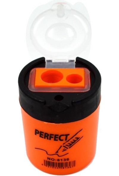Perfect Kapaklı Çöp Hazneli Çift Bıçaklı Daire Kalemtıraş 8136 Perfect Kapaklı Çöp Hazneli Çift Bıçaklı Daire Kalemtıraş 8136