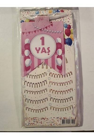 Yüsra Düş Atölyesi Pembe 1 Yaş Flamalı Püsküllü Asma Zincir Parti Süsü