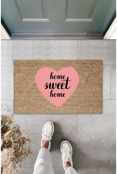Pembe Kapı Önü Paspası Home Sweet Home Desen PS829