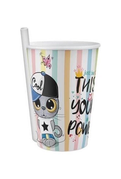 Yummy Pipetli Desenli Bardak 400 ml 2 Adet Yummy Pipetli Desenli Bardak 400 ml 2 Adet