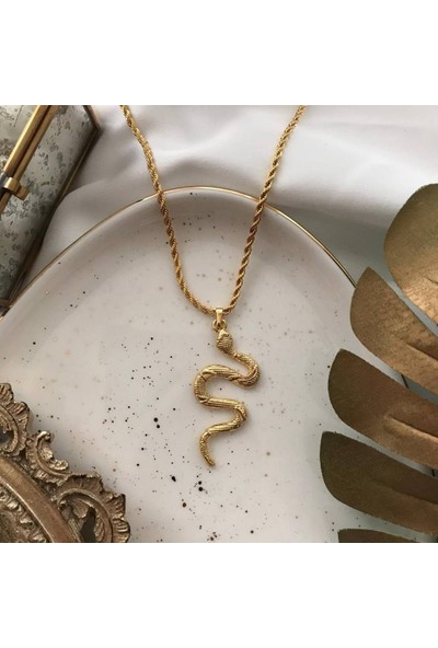 G&A Jewelry World Kolye,gold Renk Yılan Figürlü Kolye