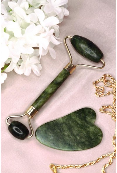 Mujgan (Kırılabilir) 2'Li Set Yeşim Taşı + Gua Sha Masaj Taşı Mujgan (Kırılabilir) 2'Li Set Yeşim Taşı + Gua Sha Masaj Taşı