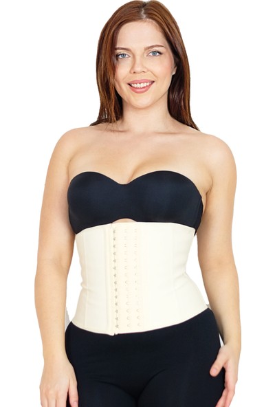 Yamuna Korse Kısa Latex Korse Anında 2 Beden Incelten Doğum Sonrası Sarkma Önleyici Sıkılaştıran Toparlayıcı Ten Kadın Korse