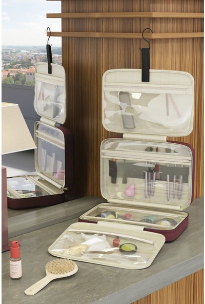 Lifezon Makyaj Çantası Makyaj Bavulu Kozmetik Çantası Bavul Içi Düzenleyici Banyo Çantası Makyaj Organizeri