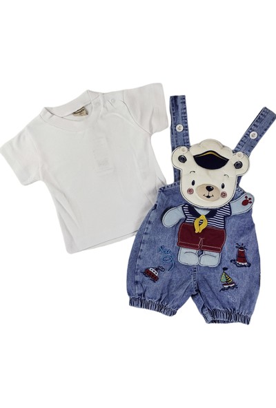 Güven Bebek Ayı Desenli Kot Salopet