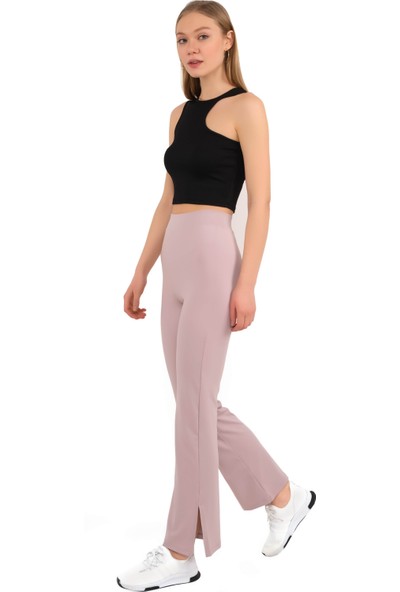 Ecelara Yırtmaç Detaylı Comfort Flare Tayt